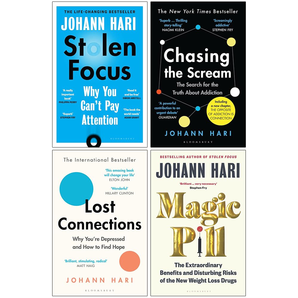 Johann Hari Collection 4 Books Set (Stolen Focus, Chasing the Scream ...