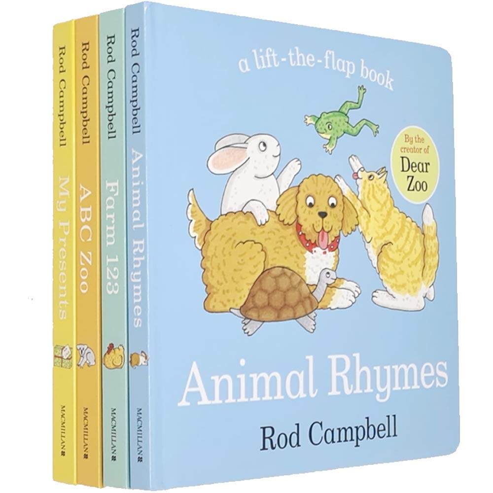 Rod Campbell Collection 4 Books Set (Animal Rhymes, Farm 123, ABC Zoo ...
