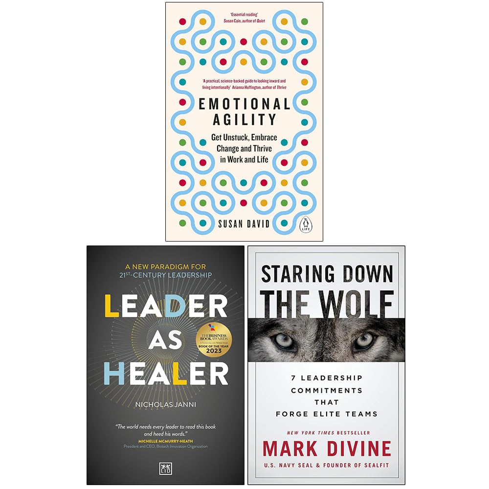 Emotional Agility, Leader As Healer & [Hardcover] Staring Down The Wolf 3 Books Collection Set ...