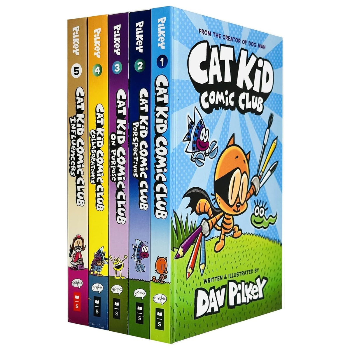 Cat Kid Comic Club Series Collection 5 Books Set By Dav Pilkey (Cat Kid ...