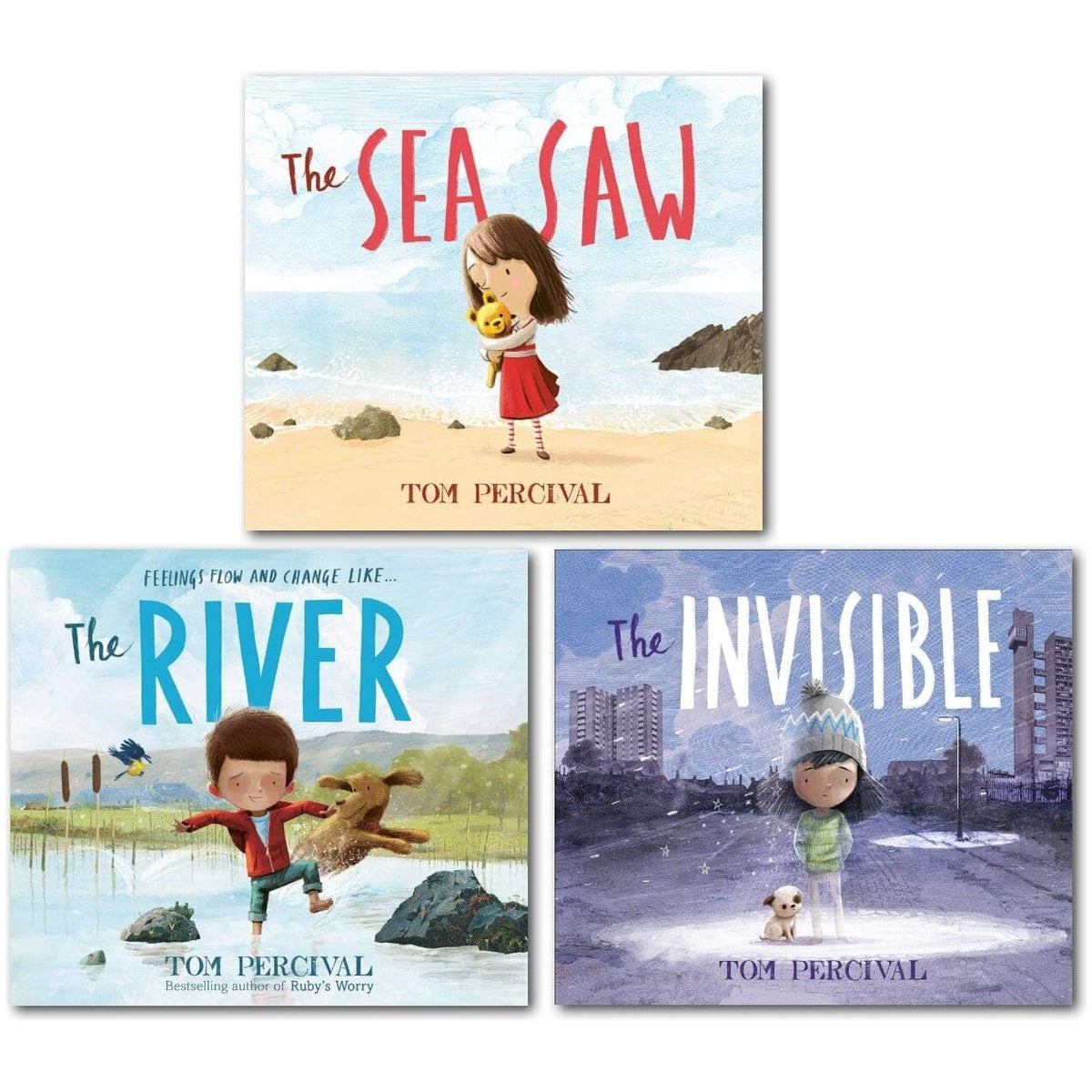 Tom Percival 3 Picture Books Collection set (The Sea Saw, The Invisible ...