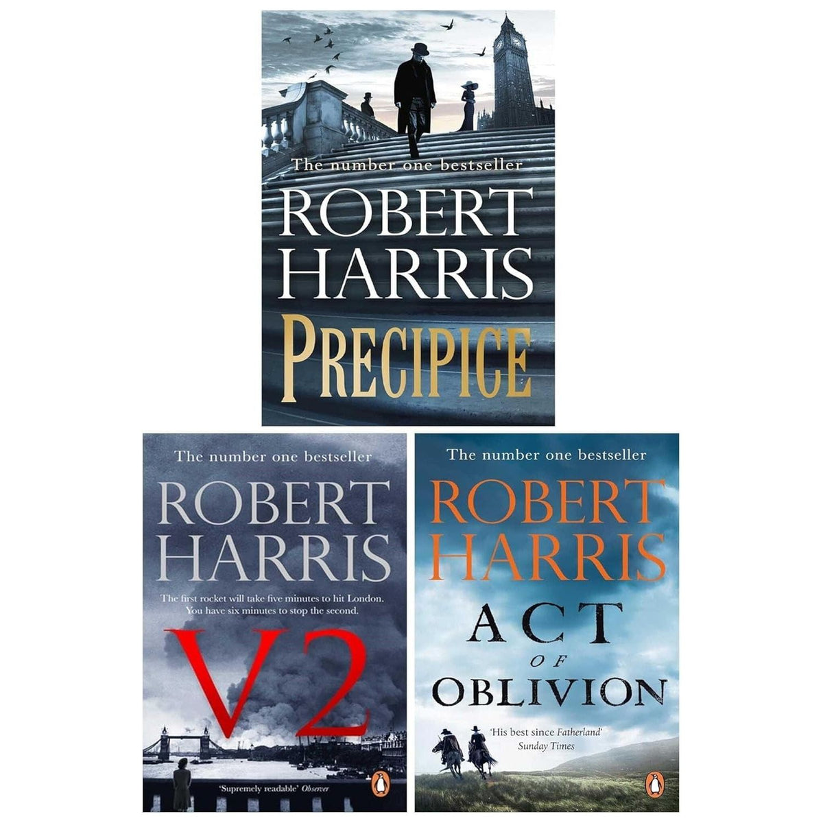 Robert Harris 3 Books Collection Set (V2, Act of Oblivion and Precipic ...