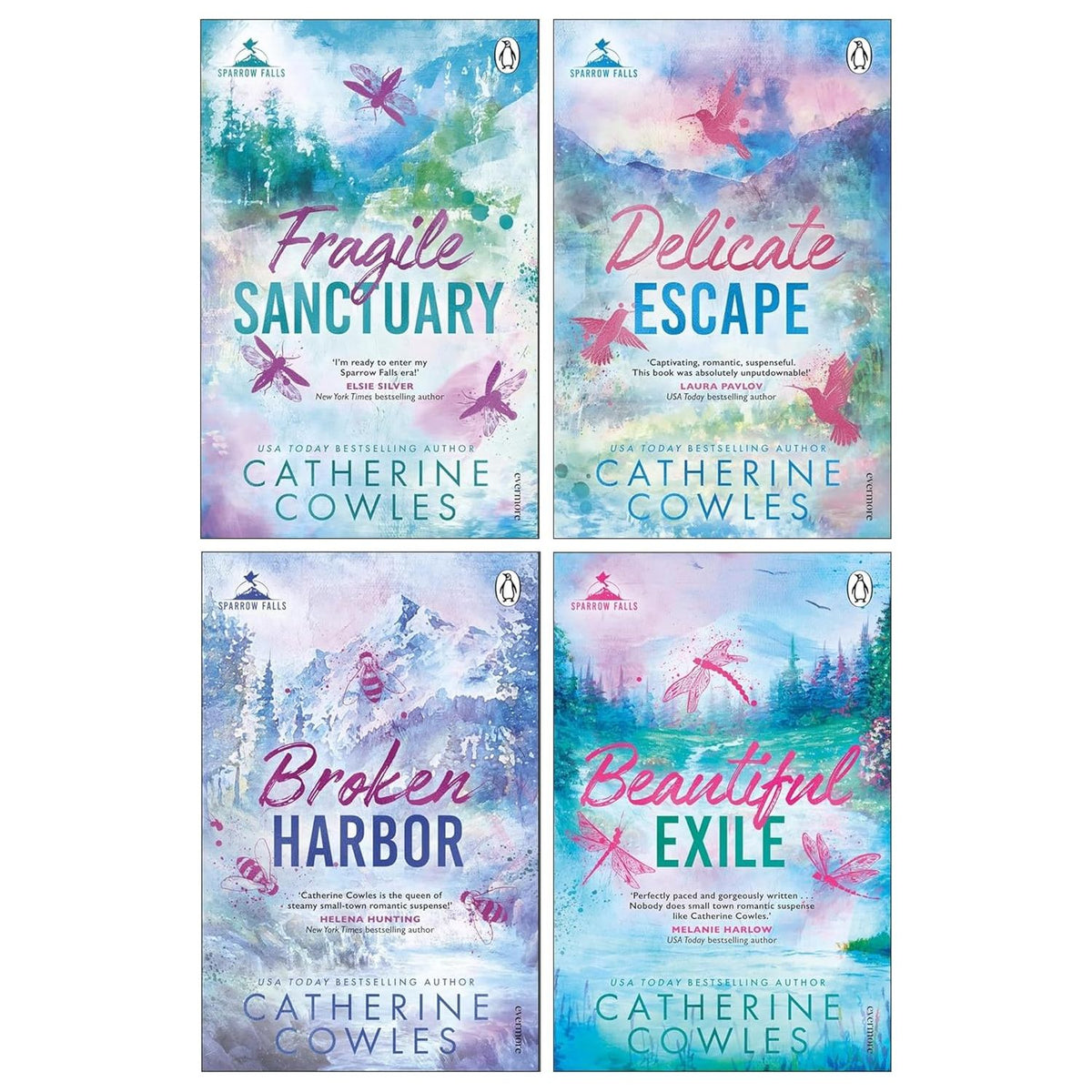 Sparrow Falls Series 4 Books Collection Set by Catherine Cowles (Fragile Sanctuary, Delicate ...