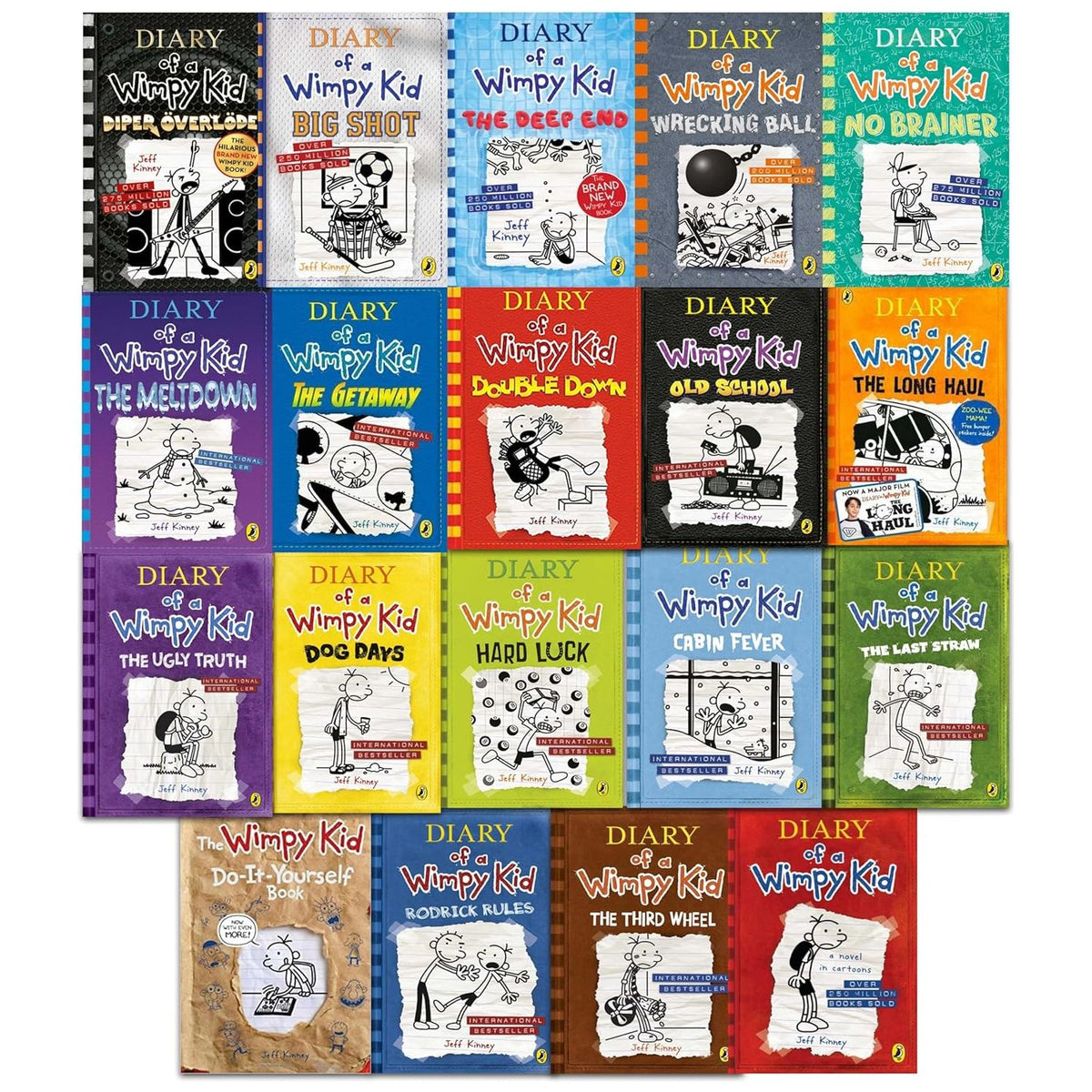 Diary of a Wimpy Kid Series 19 Books Collection Set by Jeff Kinney ...