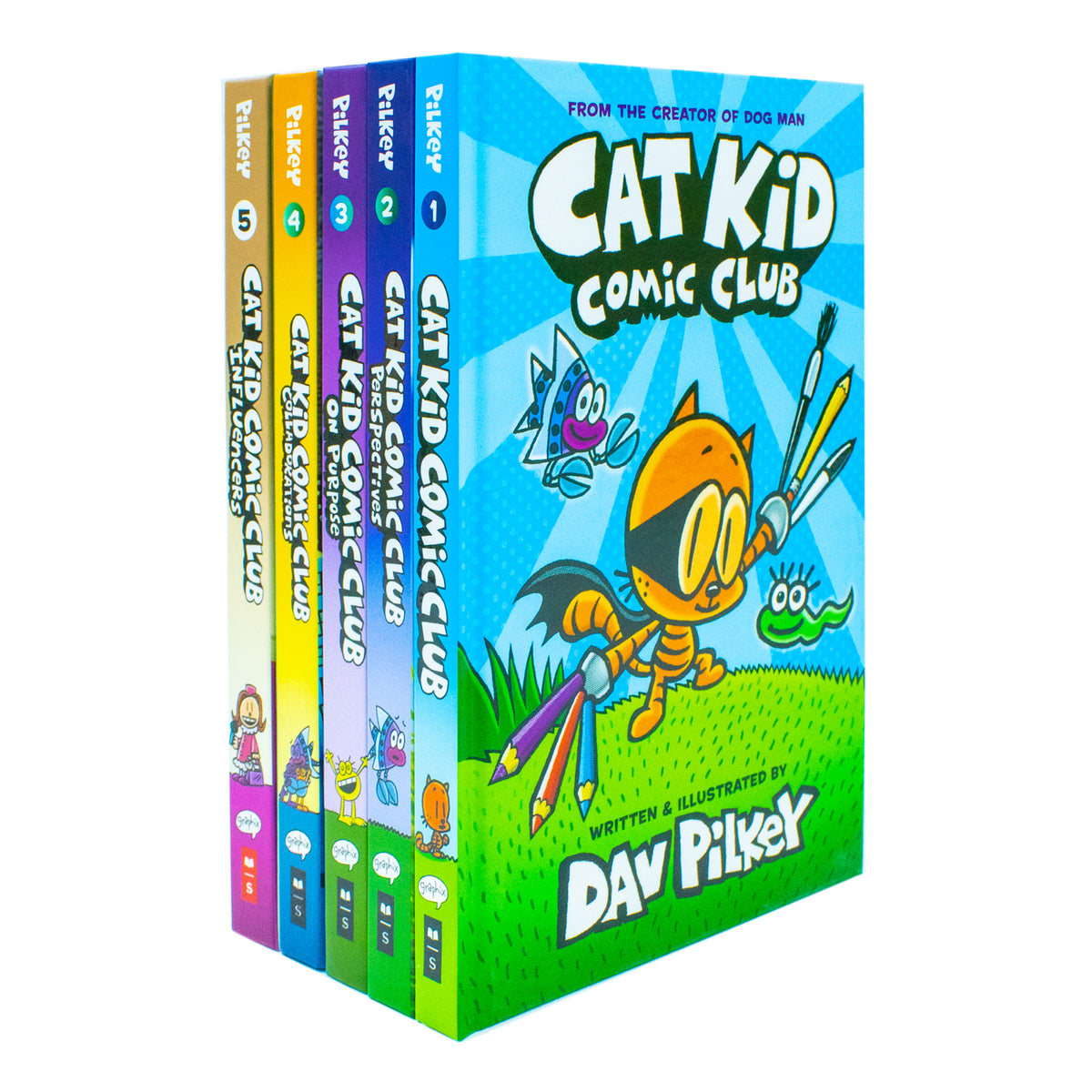 Cat Kid Comic Club Series Collection 5 Books Set By Dav Pilkey (Cat Kid ...