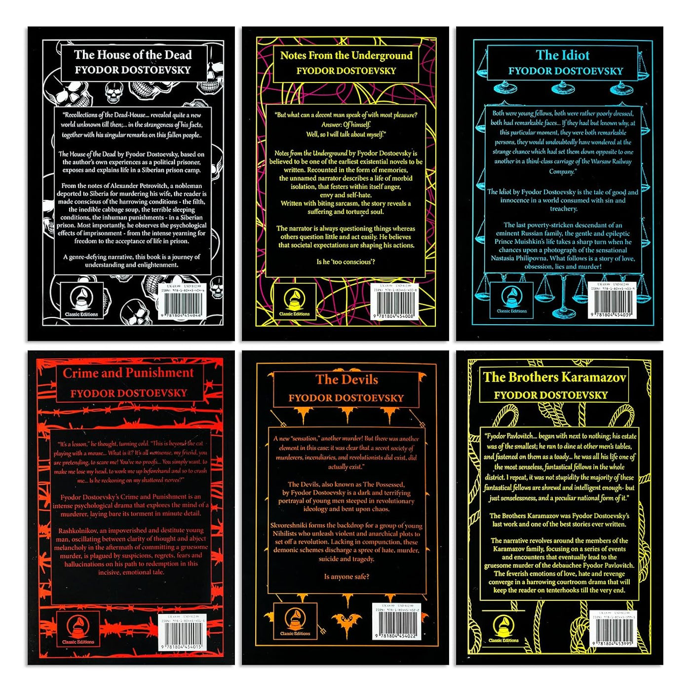 Complete Collection of Fyodor Dostoevsky 6 Books Set Crime and ...