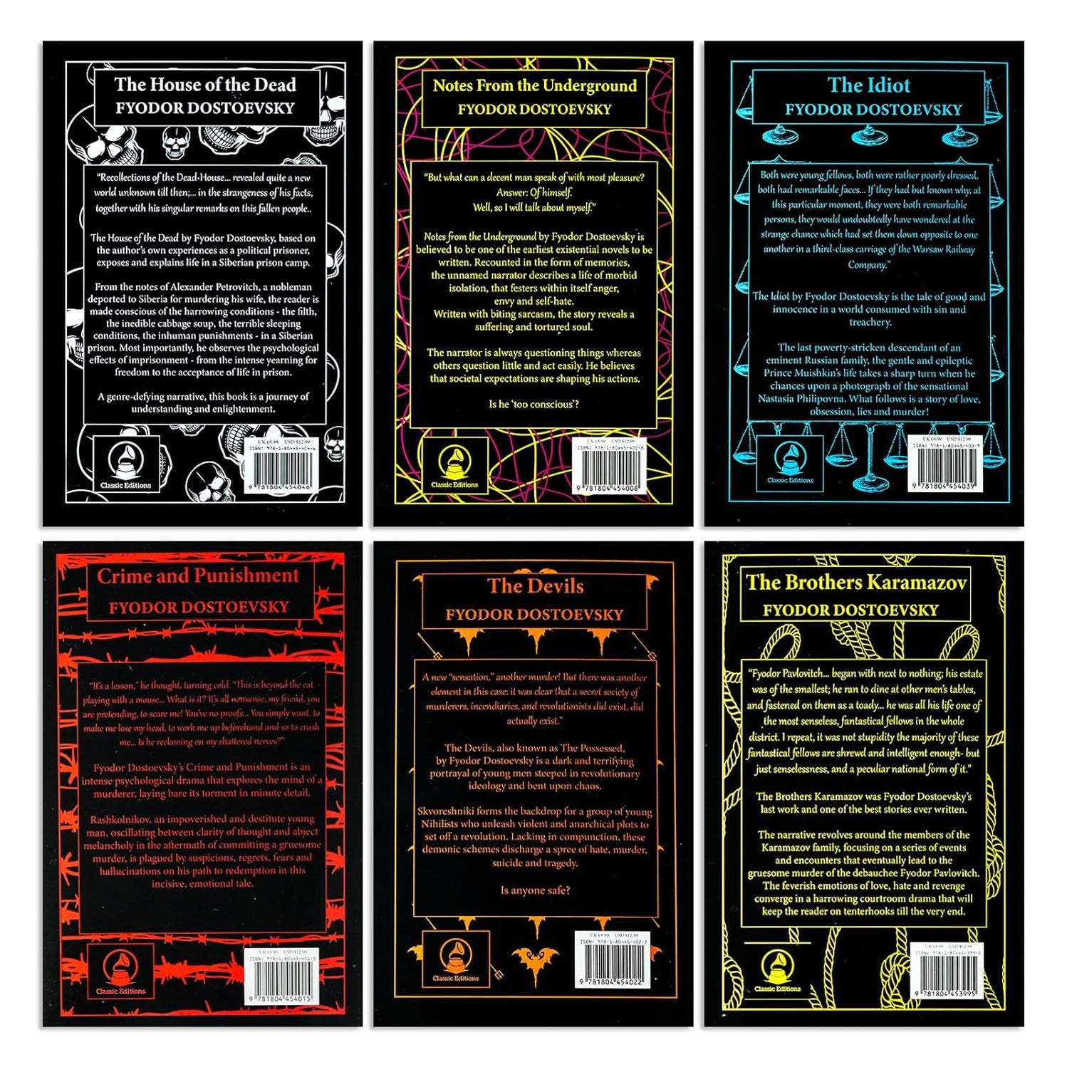 Complete Collection of Fyodor Dostoevsky 6 Books Set Crime and ...