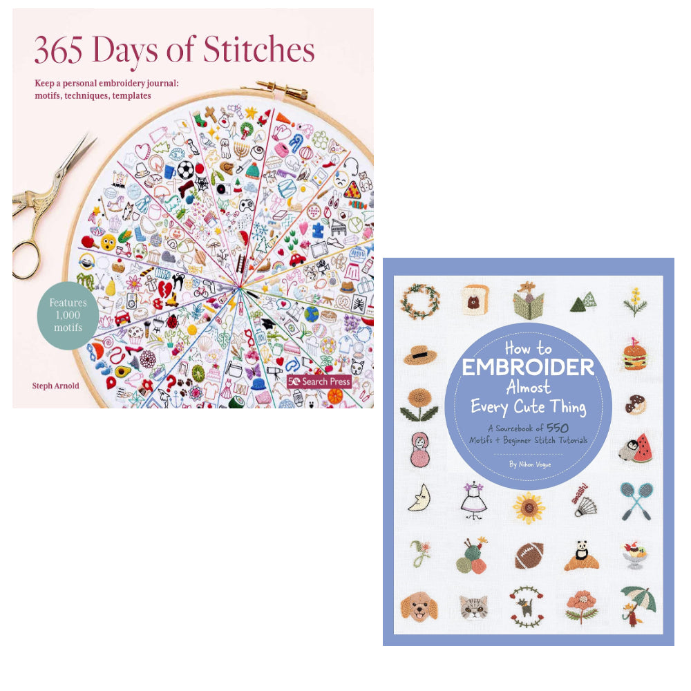 365 Days of Stitches & How to Embroider Almost Every Cute Thing 2 Books ...
