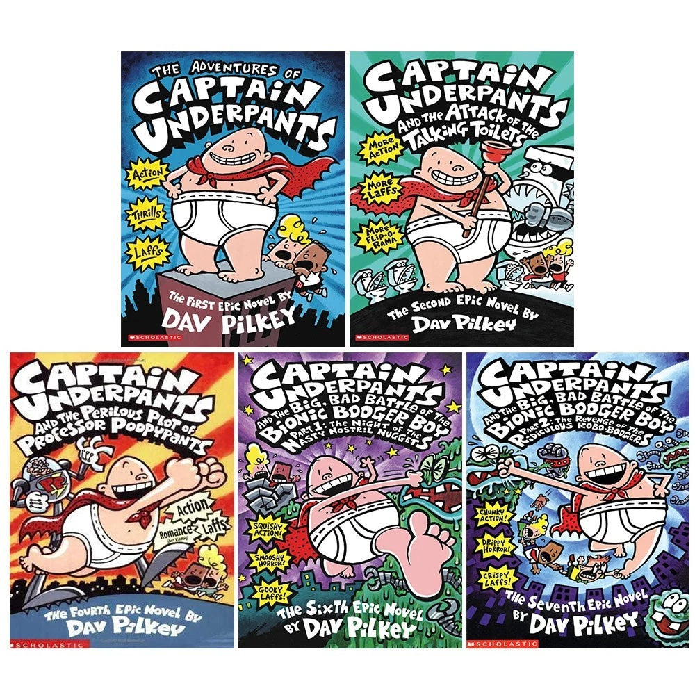 Captain Underpants Collection 5 Books Set by Dav Pilkey Professor(Adve ...