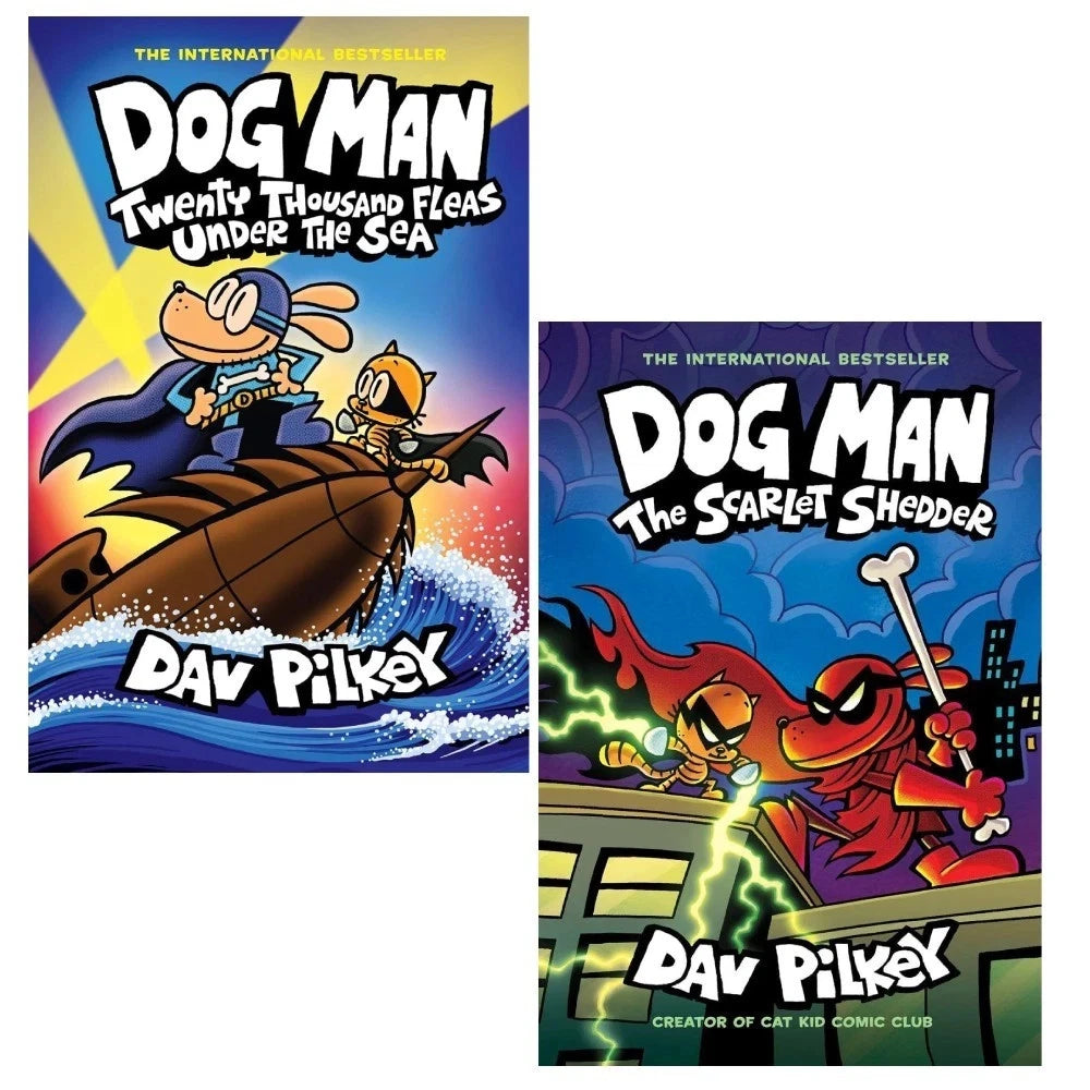 Dog Man Series by Dav Pilkey 2 Books Collection Set Scarlet Shedder Bo ...