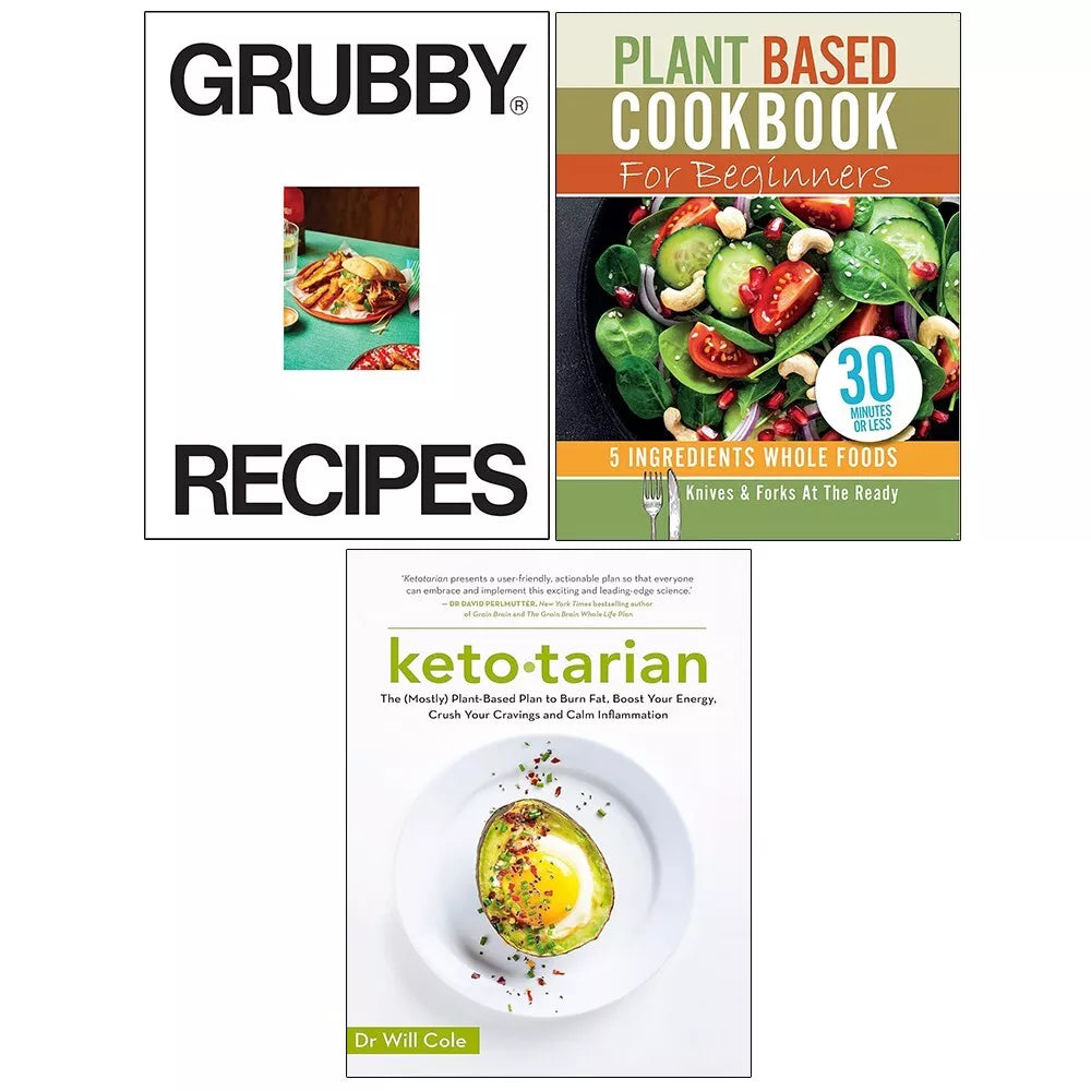 Grubby Recipes (HB), Ketotarian Dr Will Cole,Plant Based Cookbook 3 Bo ...
