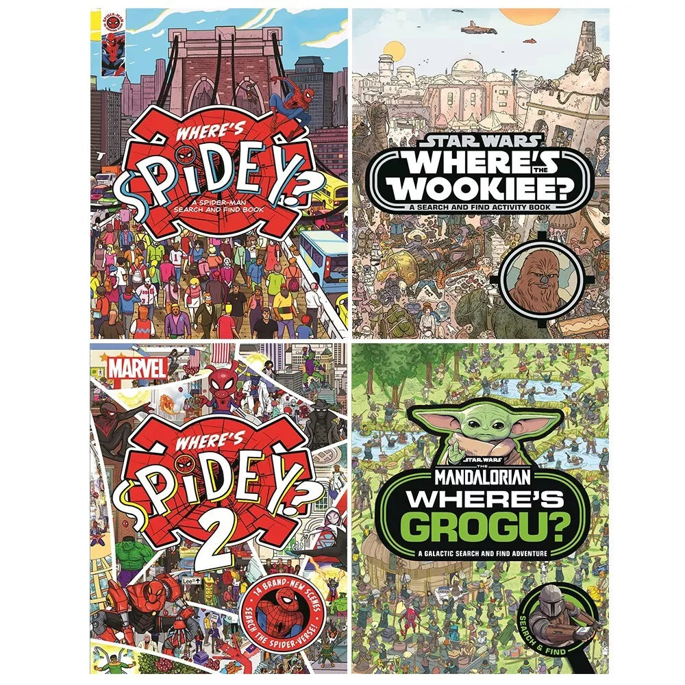 Star Wars & Where's Spidey? Search and Find Activity Book Set 2: 4 Boo ...