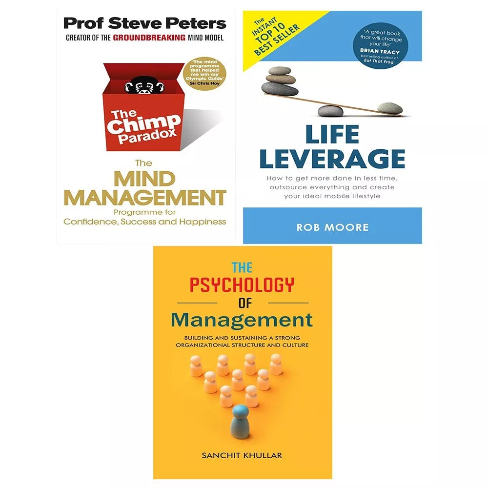 Chimp Paradox, Psychology of Management, Life Leverage Rob Moore 3 Books Set | The Book Bundle