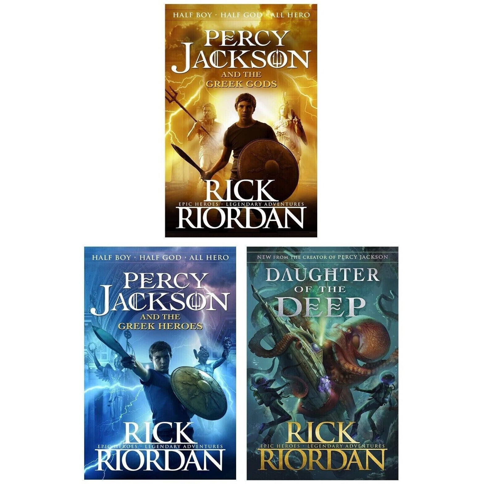 Rick Riordan Collection 3 Books Set Greek Gods, Percy Jackson Greek ...