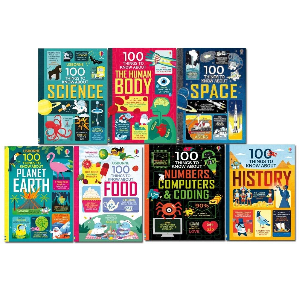 Usborne 100 Things To Know About Collection 7 Books Set Food, History ...