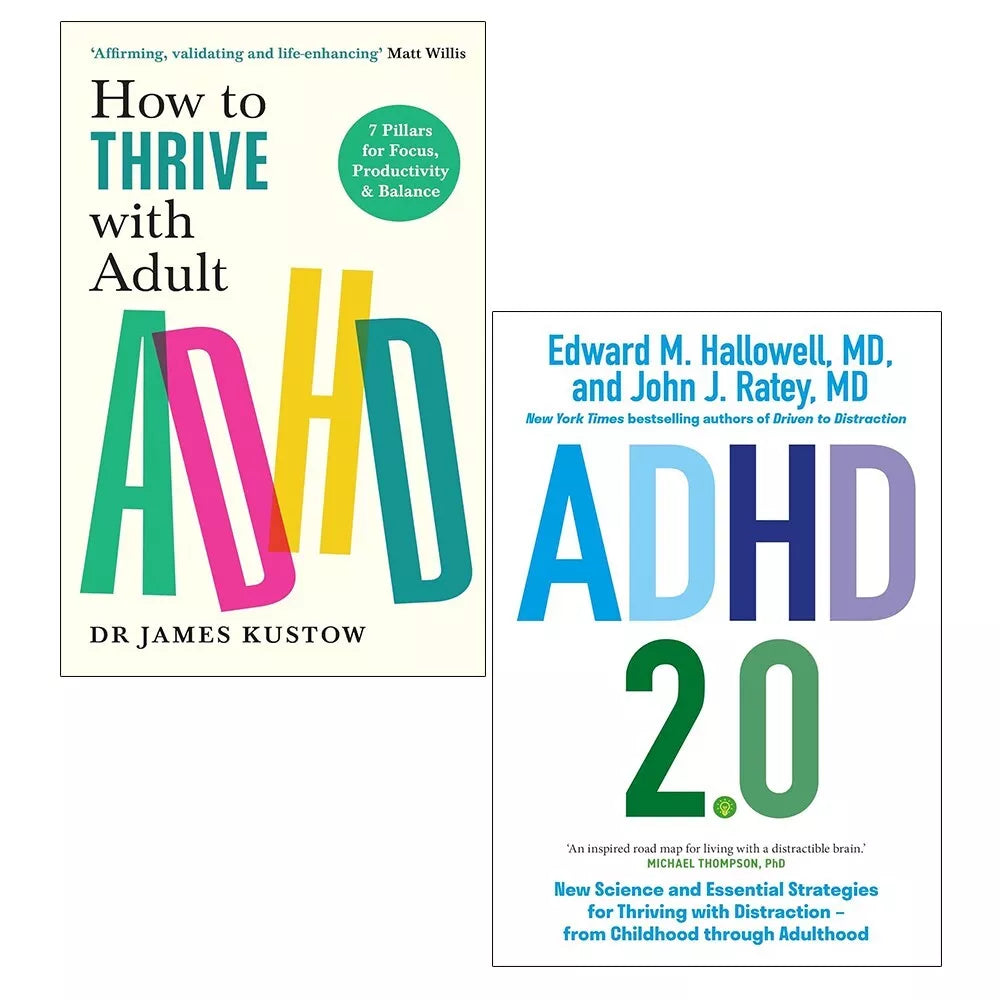 ADHD 2.0, How to Thrive with Adult ADHD James Kustow 2 Books Set 7 Pillars Focus | The Book Bundle