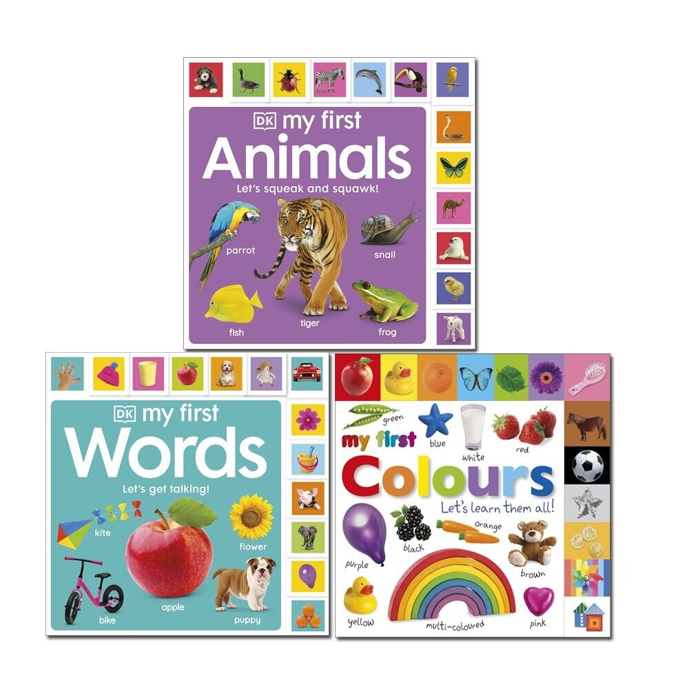 My First Tabbed Board Book 3 Books Set by DK My First Animals, Words ...