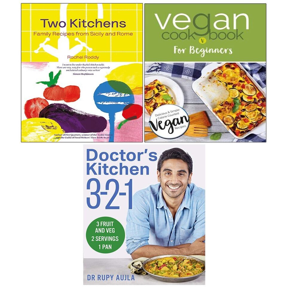 Doctor’s Kitchen 3-2-1,Two Kitchens Rachel Roddy,Vegan Cookbook Iota 3 ...