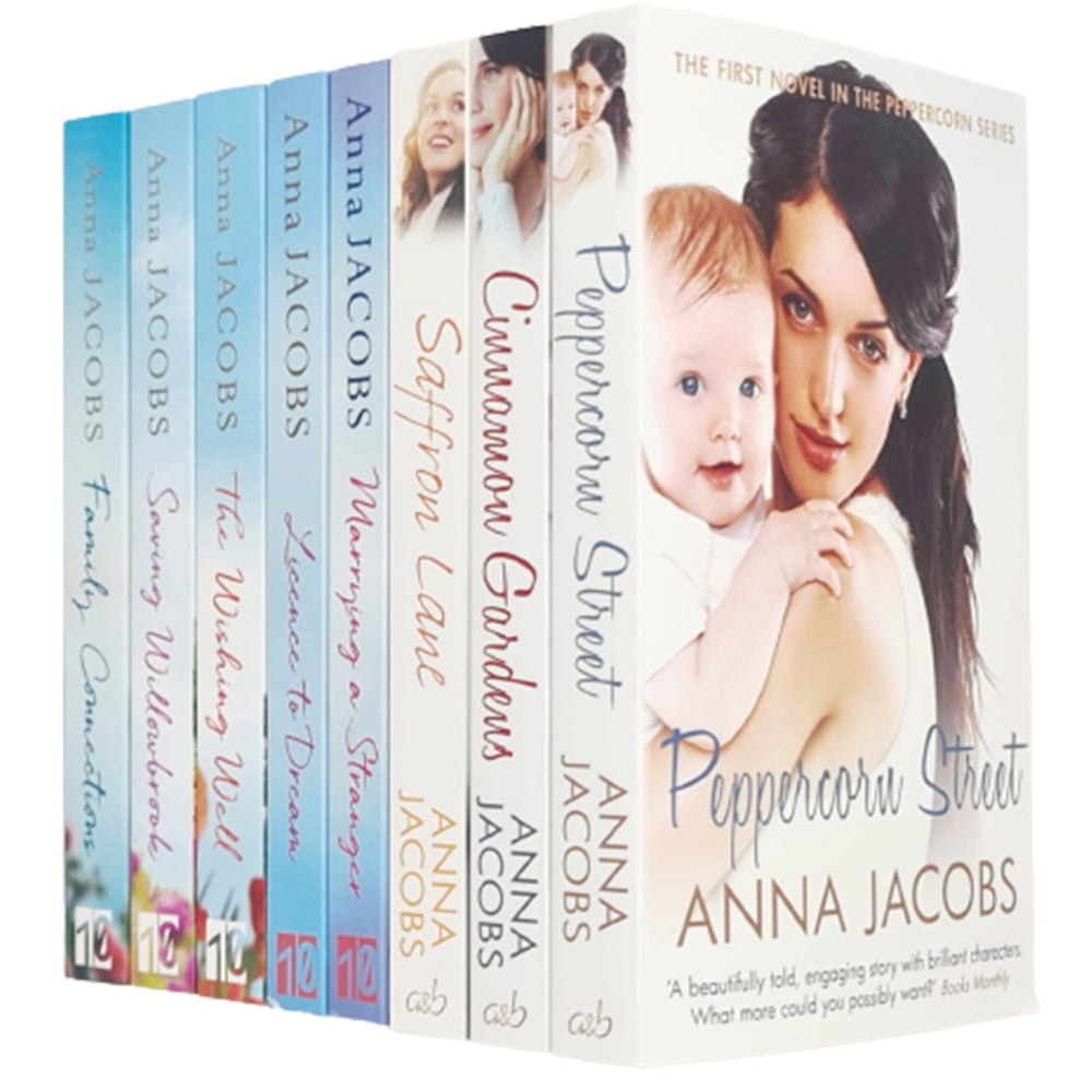 Anna Jacobs 8 Books Set (Peppercorn Street,Cinnamon,Saffron,Marrying,L ...