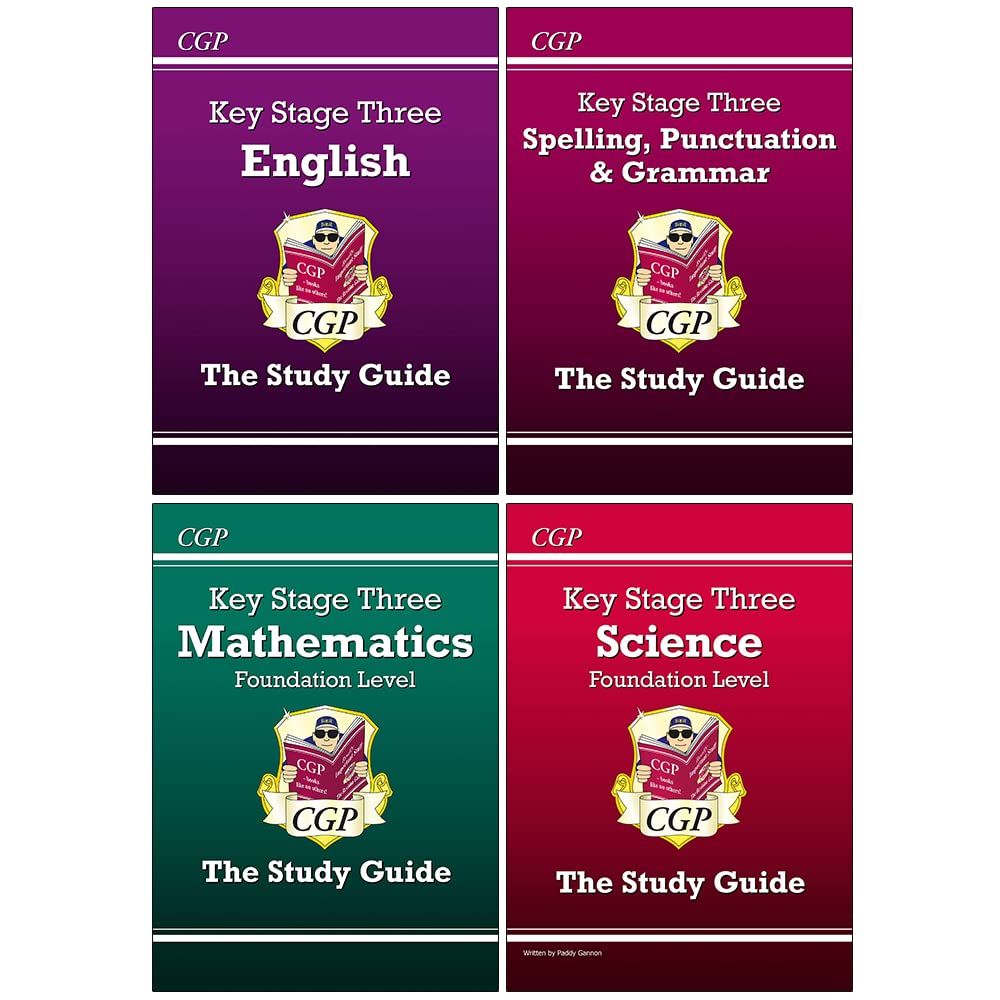 CGP KS3 Study Guides 4 Books Collection Set (English, Maths, Science ...