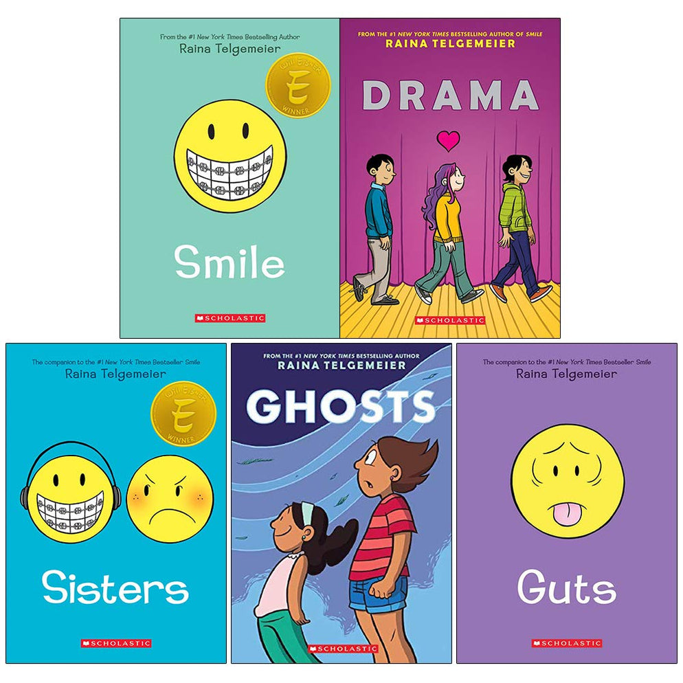 Raina Telgemeier Collection 5 Books Set (Smile, Drama, Sisters, Ghosts ...