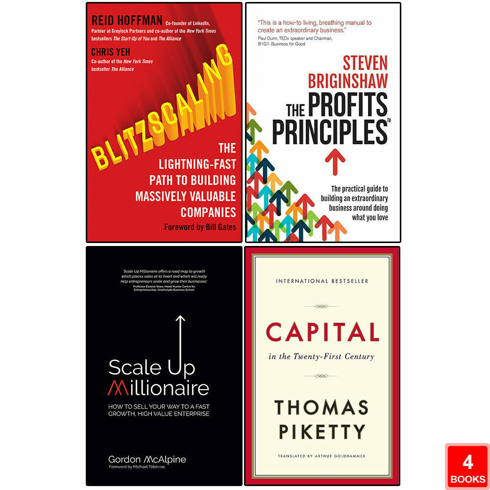 Blitzscaling, Profits Principles, Scale Up & Capital 4 Books Collectio