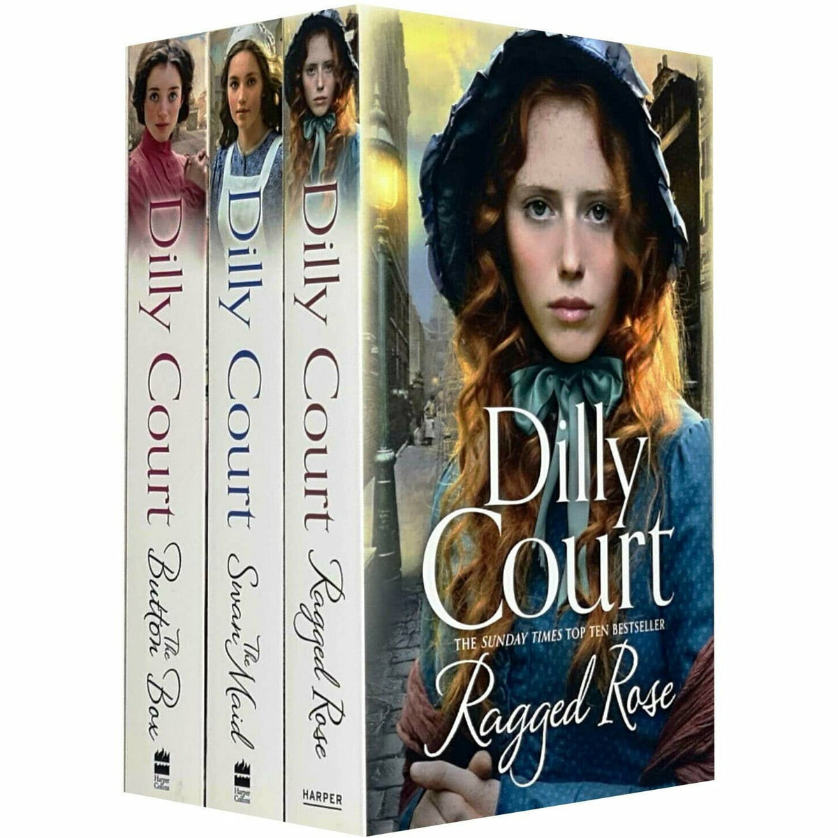Dilly Court 3 Books Collection Set Ragged Rose, Swan Maid, Button Box ...